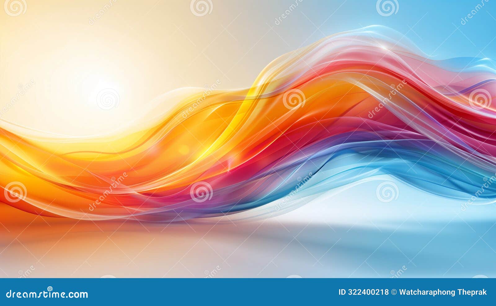 Colorful Abstract Wave with Sun in Background Stock Illustration ...
