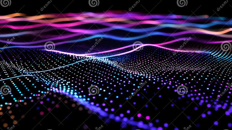 Colorful Abstract Waveform with Grid Pattern Stock Photo - Image of ...