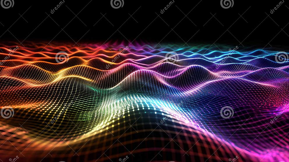 Colorful Abstract Waveform with Grid Pattern Stock Image - Image of ...