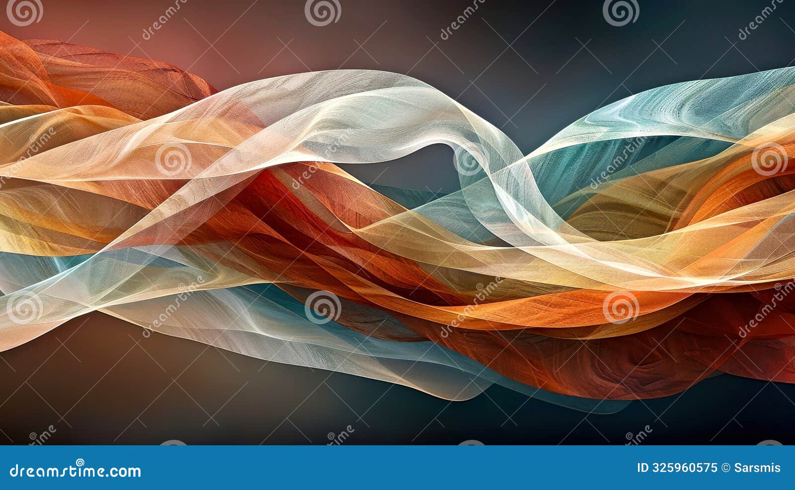 Colorful Abstract Waveforms of Flowing Fabric with Light Effects in ...