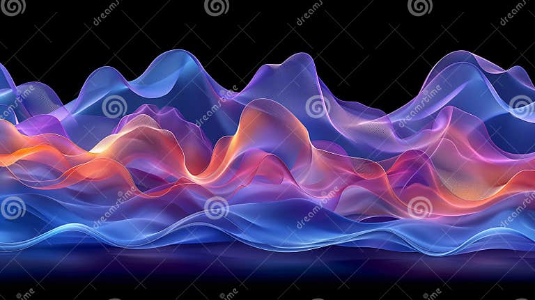 Colorful Abstract Waveforms with Flowing Gradient Ribbons Stock ...