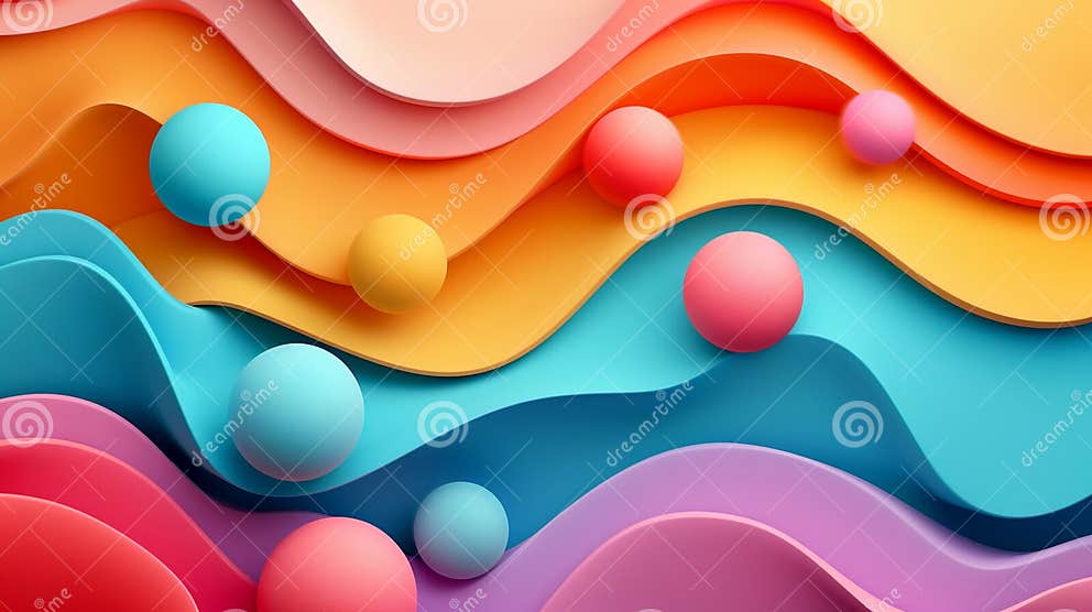 Colorful Abstract Waves with Spheres Create a Vibrant Visual ...