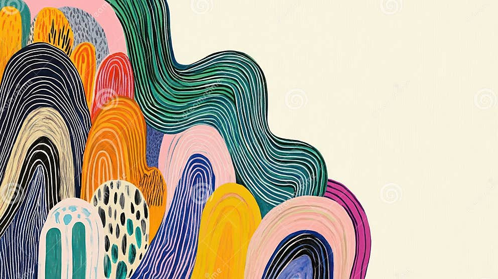 Colorful Abstract Waves with Various Patterns and Shapes on a Light ...