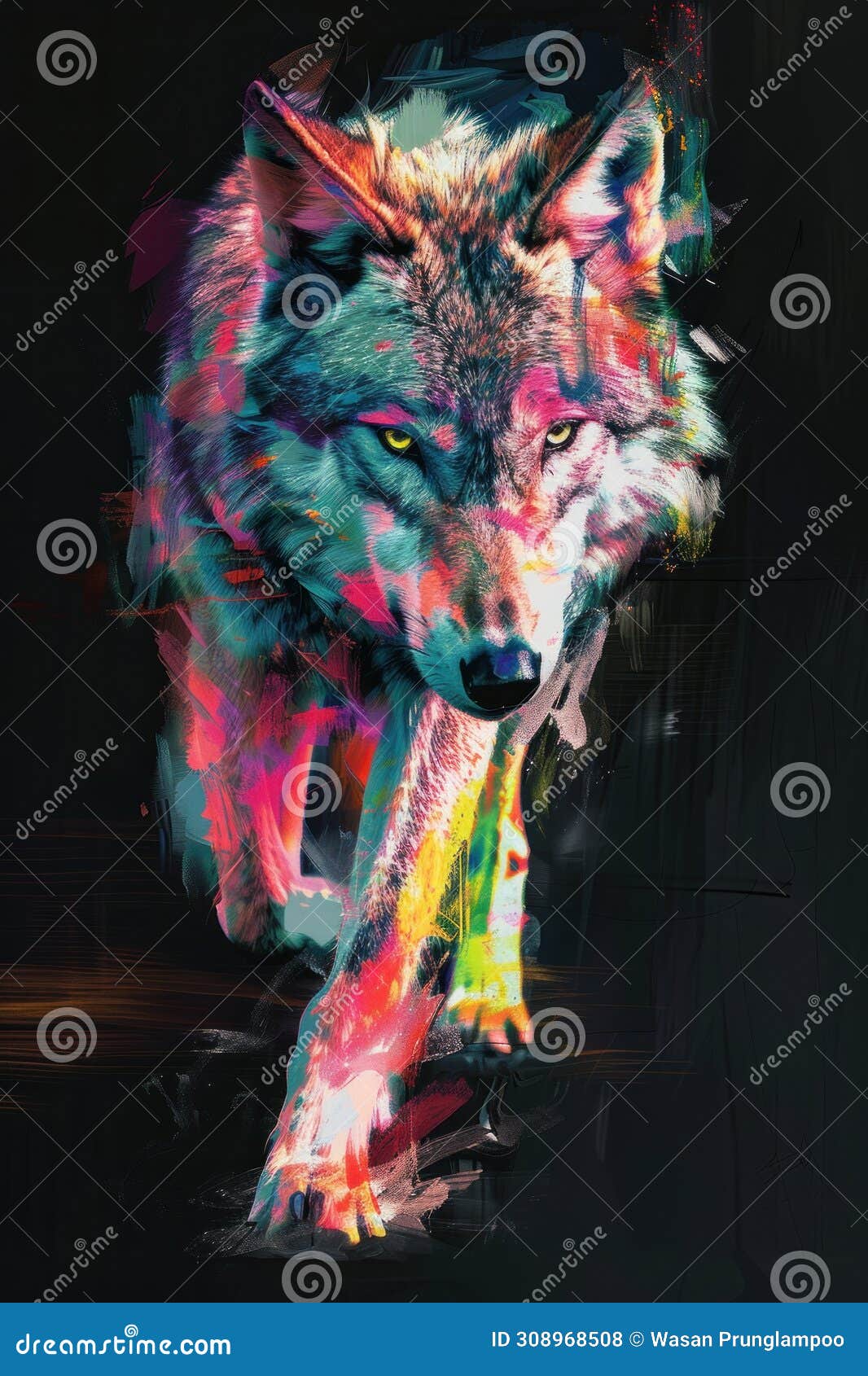 Colorful Abstract Wolf Artwork Stock Photo - Image of digital, modern ...