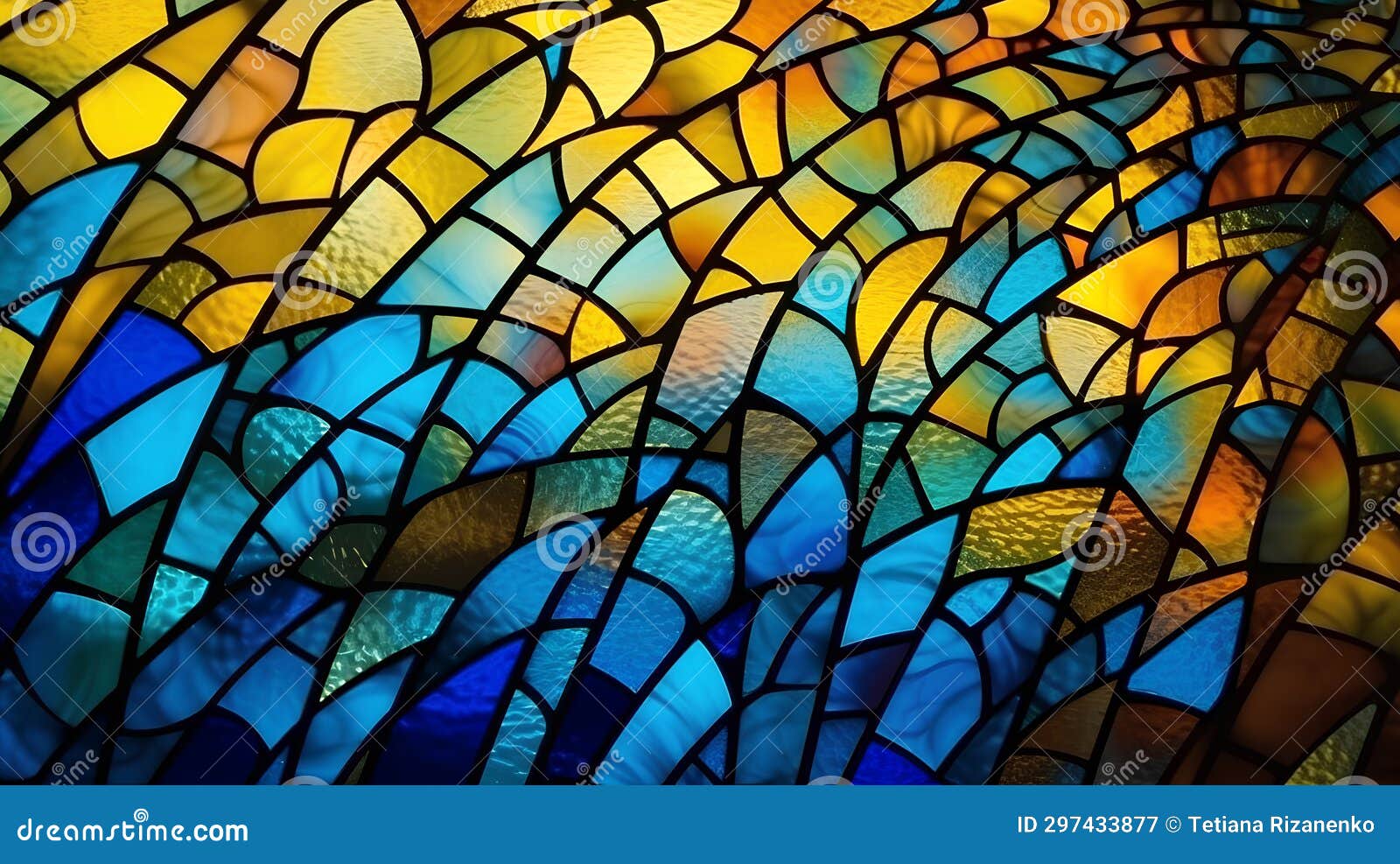 Colorful Abstract Yellow and Blue Background. Stained Glass Window ...