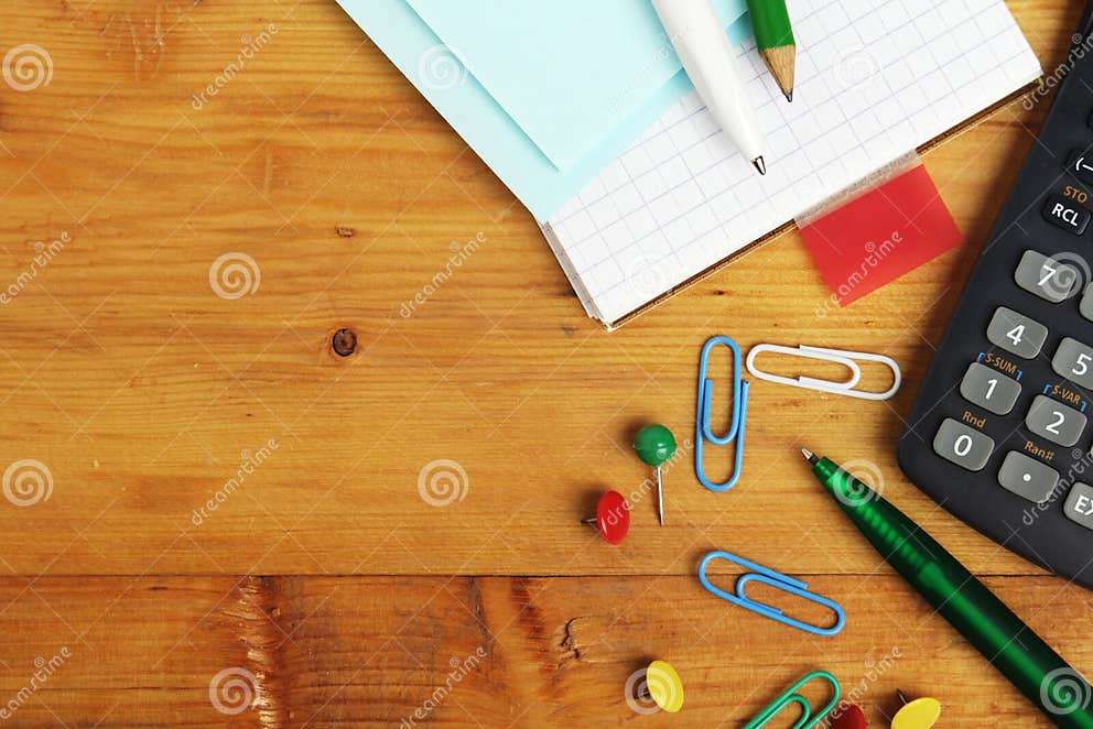 Different Study Equipment Ready for School Stock Photo - Image of desk ...