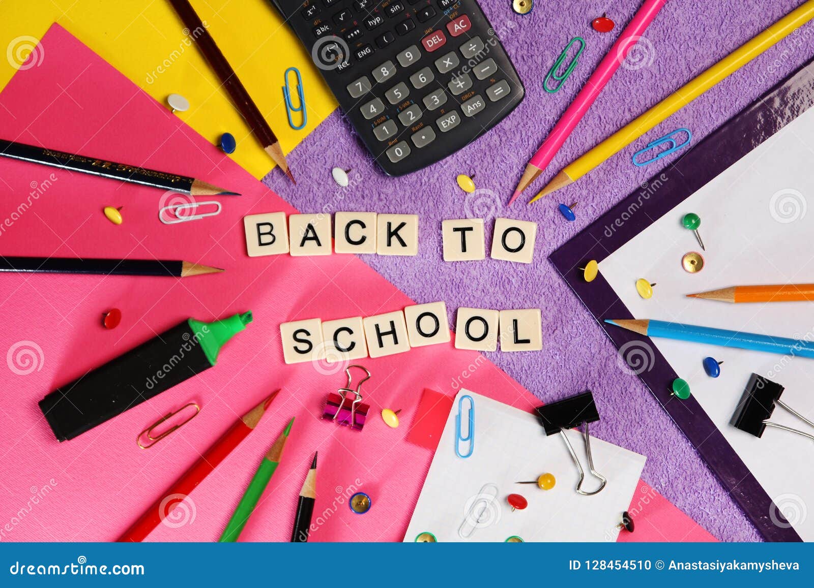 Different Study Equipment Ready for School Stock Photo - Image of ...