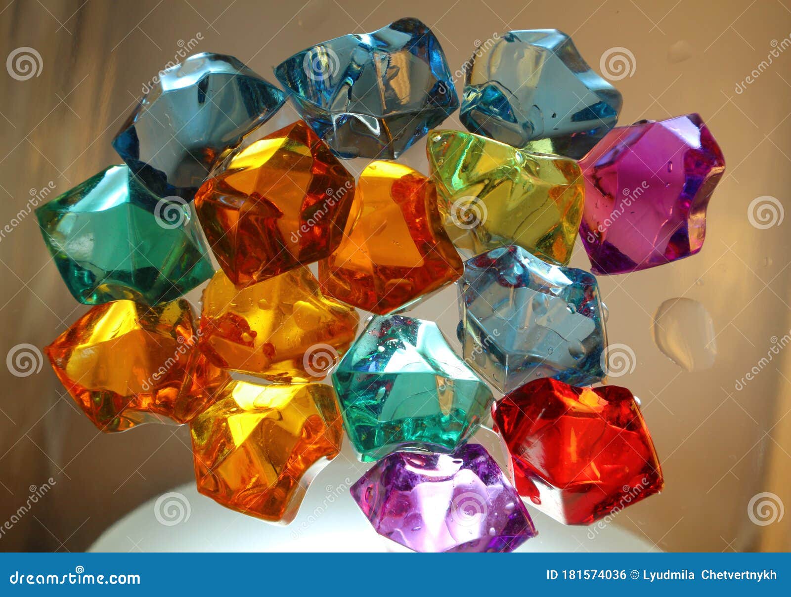 Colorful Acrylic Crystal Rocks. Artificial Diamonds Gems Stock Photo ...