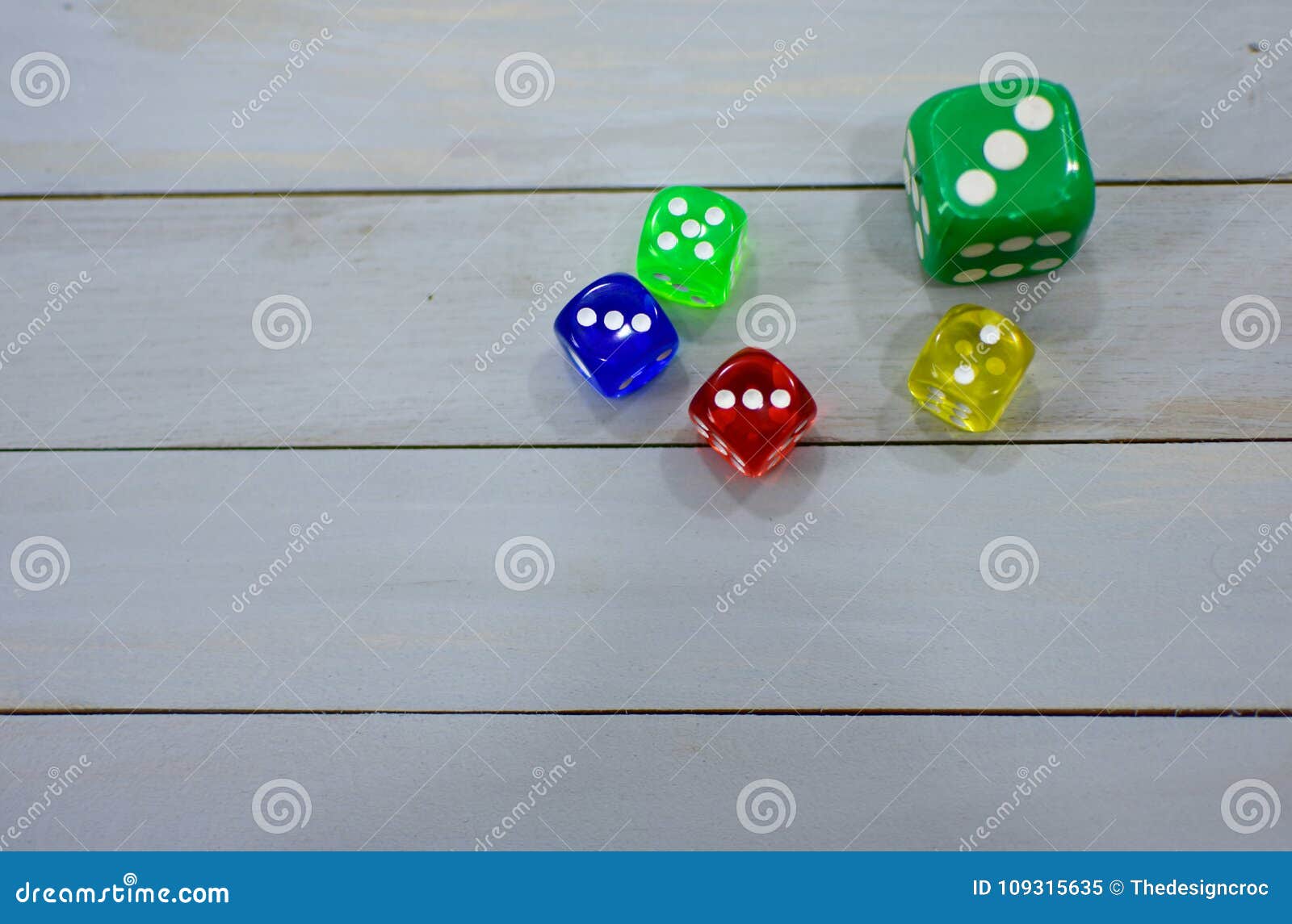 Colorful Acrylic Dice Die Light Wooden Rustic Surface Stock Image ...