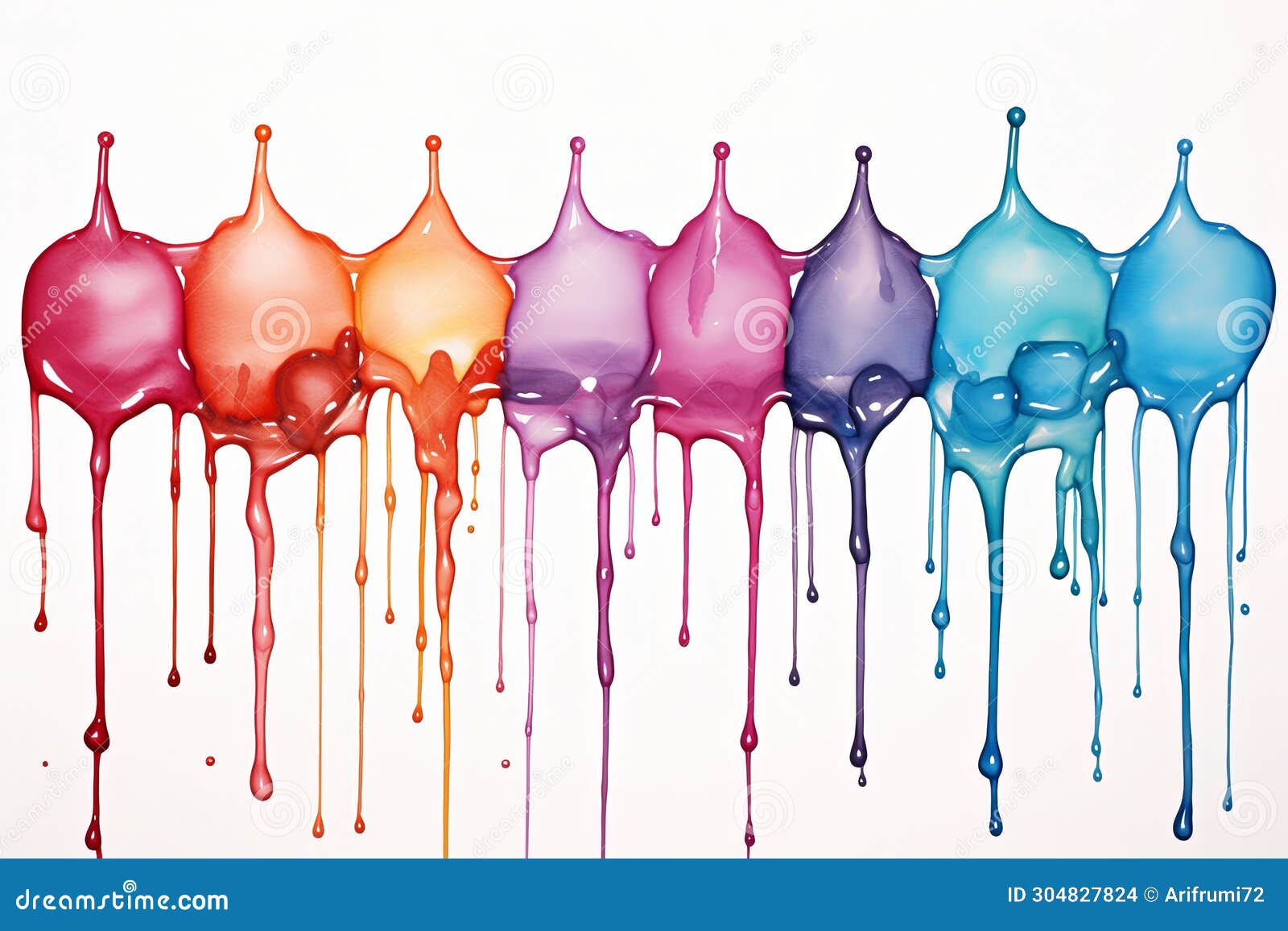 Colorful Acrylic Paint Dripping with Liquid Drops and Abstract Liquid ...