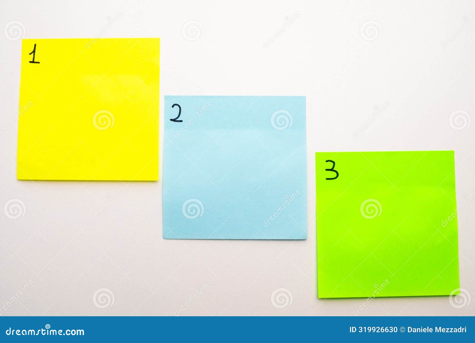 Colorful Adhesive Sheets. First Second Third. Stock Photo - Image of ...