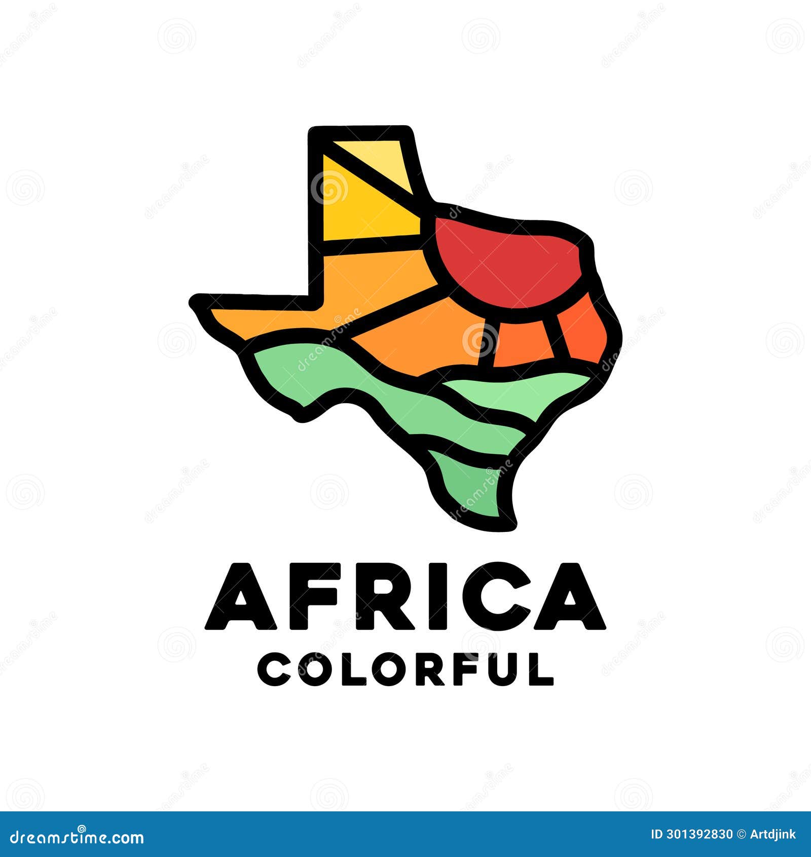 Colorful Africa Map Logo Vector Design Illustration Emblem Stock ...