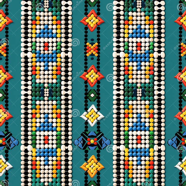 Colorful African Bead Patterns on Teal Background Stock Image - Image ...