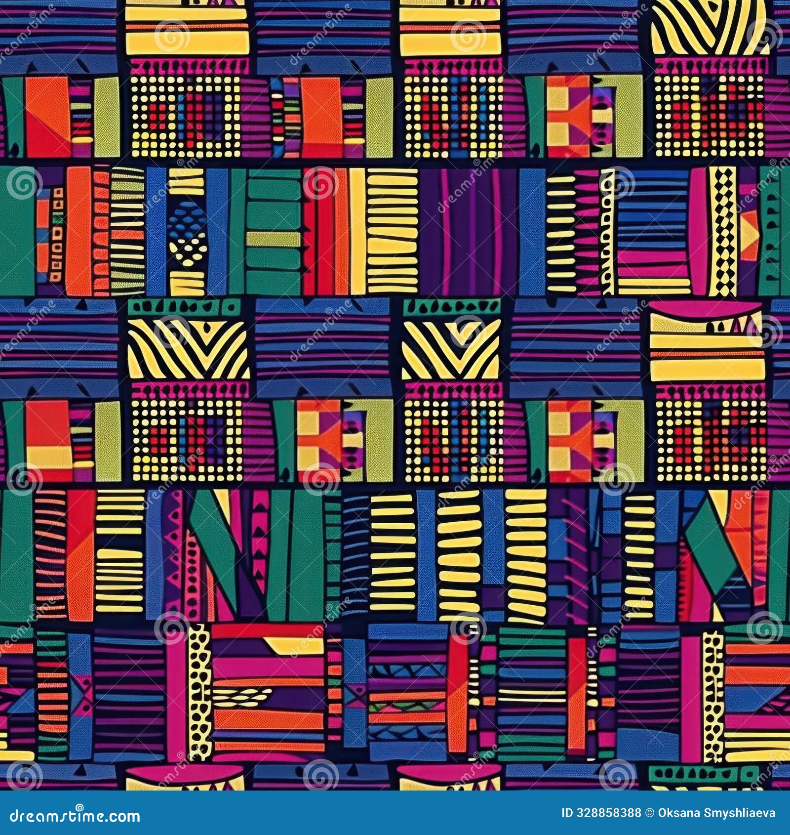 Colorful African Inspired Geometric Patterns Textile Design Stock Photo ...