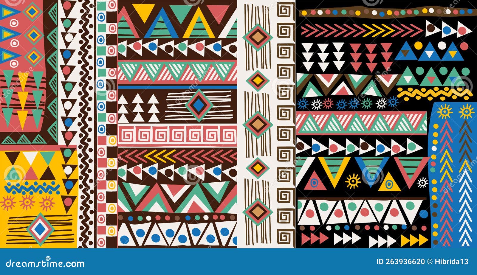 Colorful African Pattern with Ethnic Motifs Stock Vector - Illustration ...
