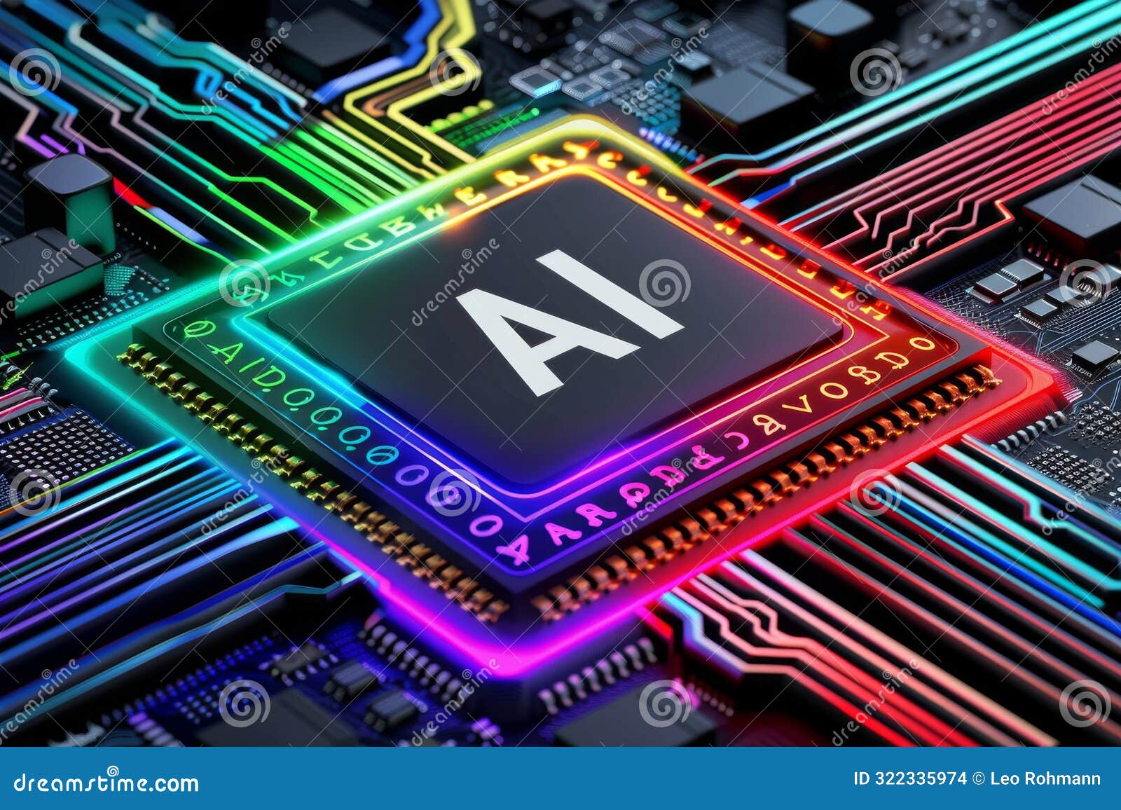 Colorful AI Circuit Board, Artificial Intelligence Integration ...