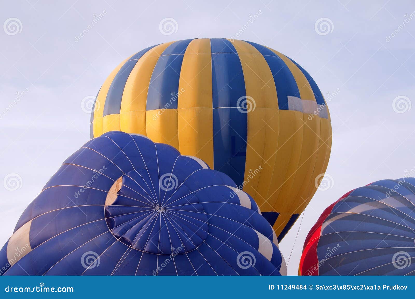 Colorful Air Balloon Flies High in the Sky Stock Photo - Image of ...