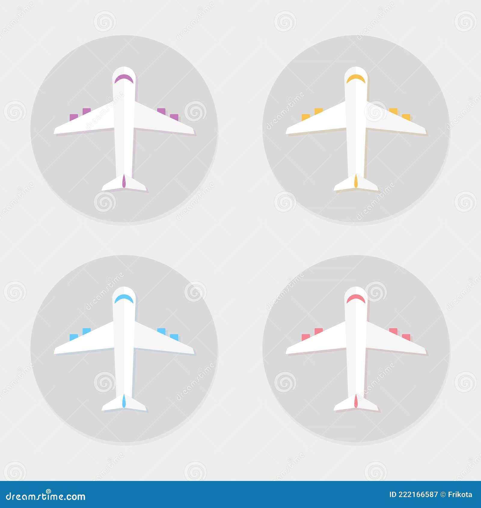 Colorful Airplane Icon Set. Vector Illustration, Flat Design Stock ...