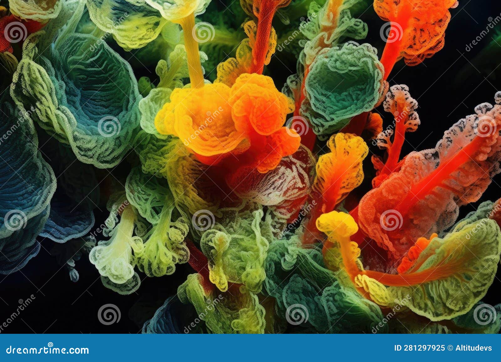 Colorful Algae Growth Under Microscope View Stock Illustration ...