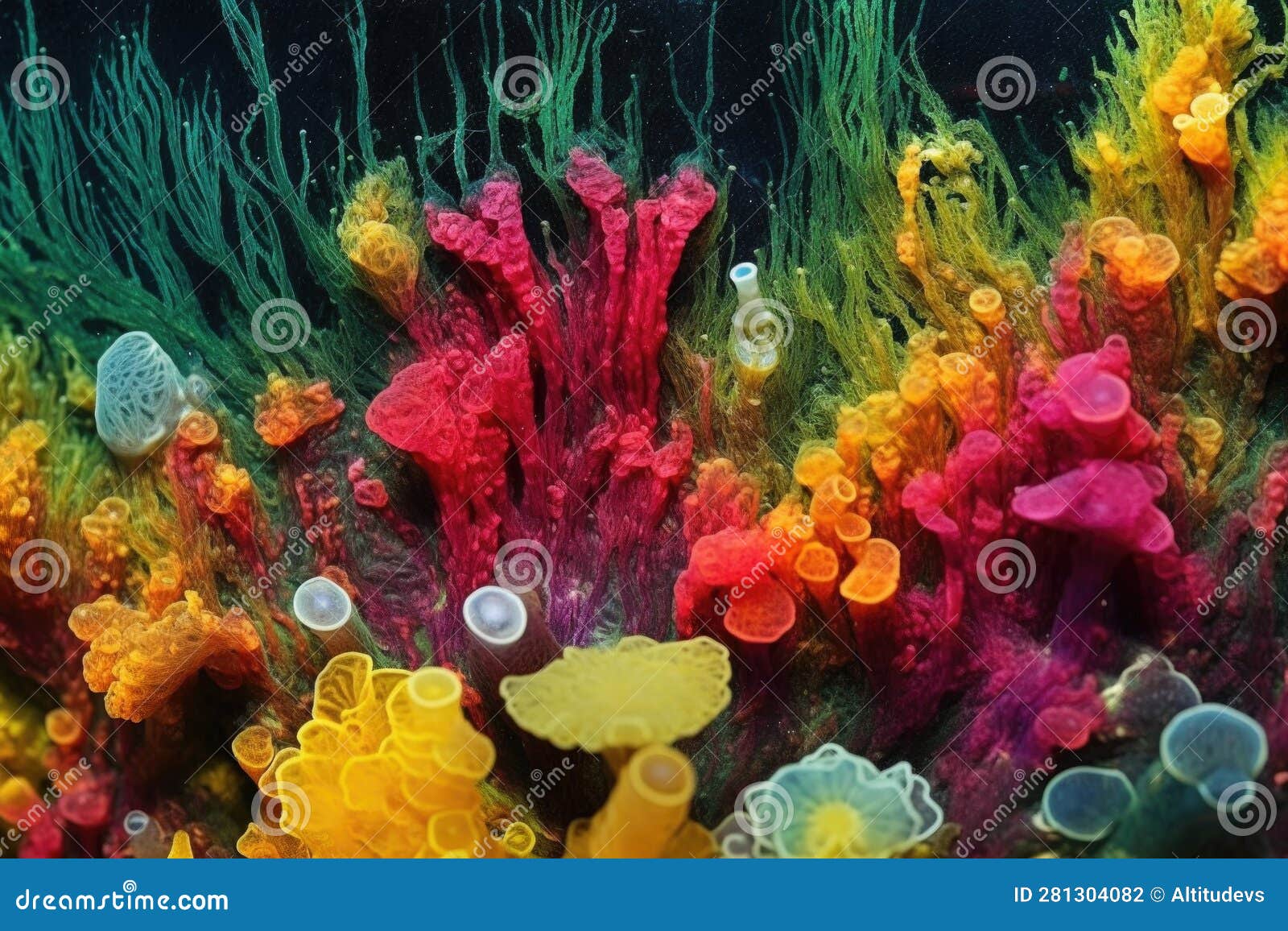 Colorful Algae Growth Under Microscope View Stock Illustration ...