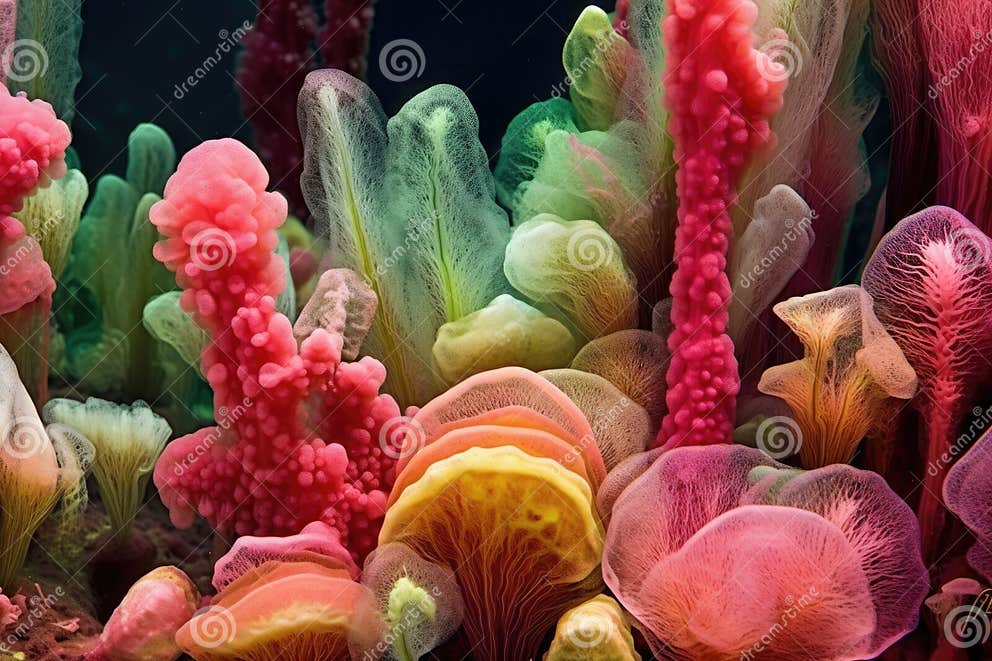 Colorful Algae Growth Under Microscope View Stock Illustration ...