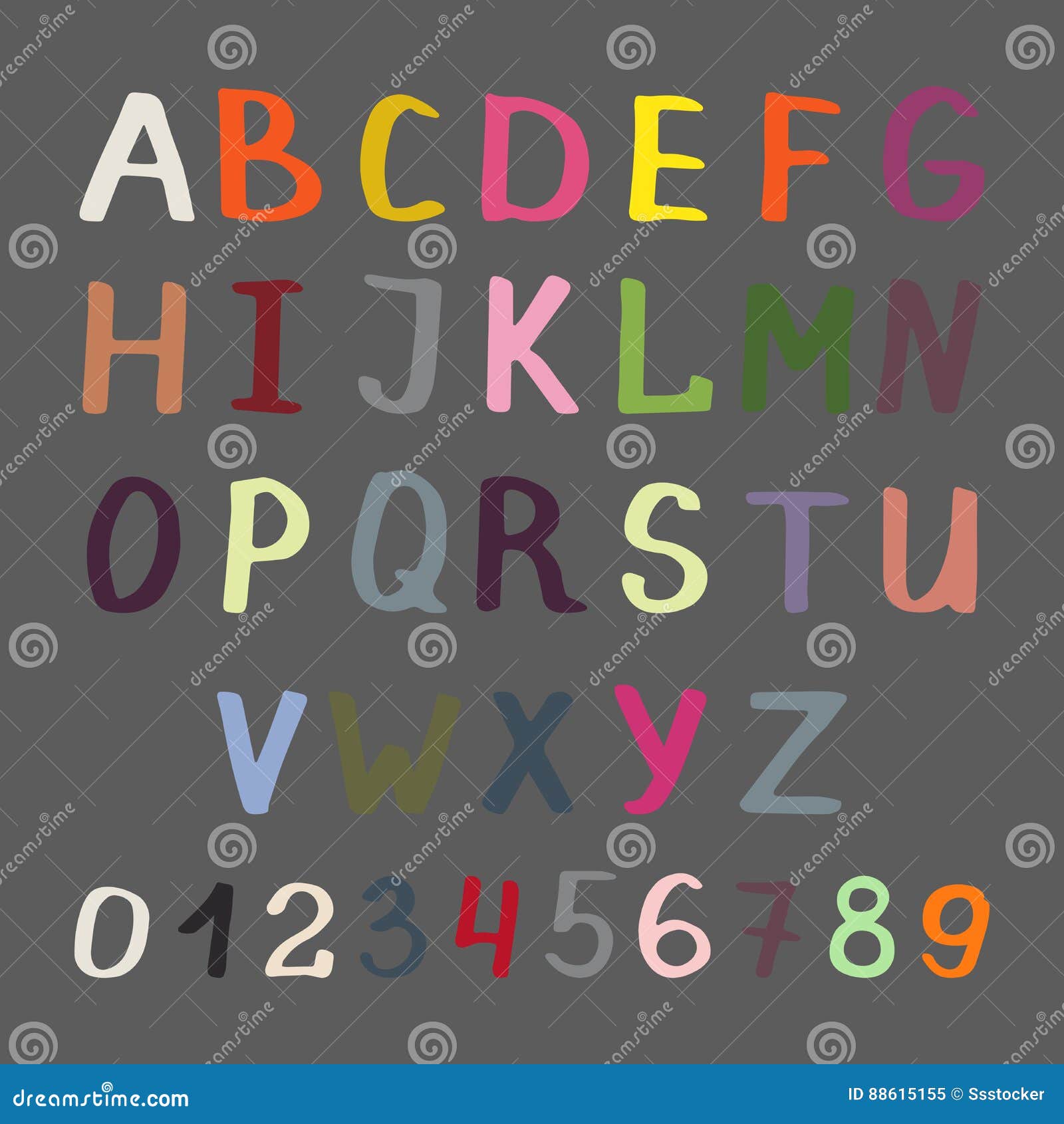 Colorful alphabet on grey stock vector. Illustration of culture - 88615155