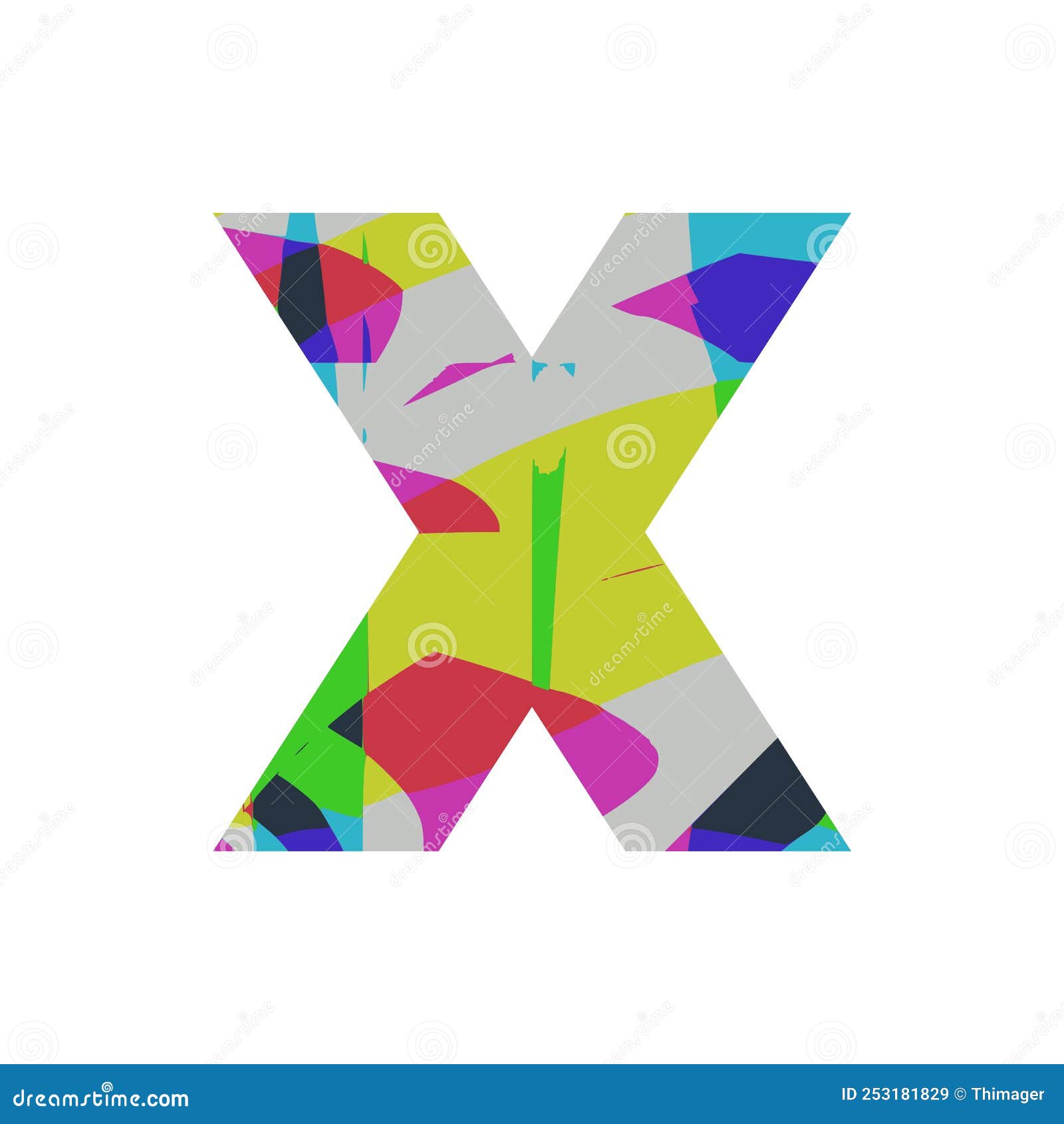 Rainbow X letter stock illustration. Illustration of element - 253181829