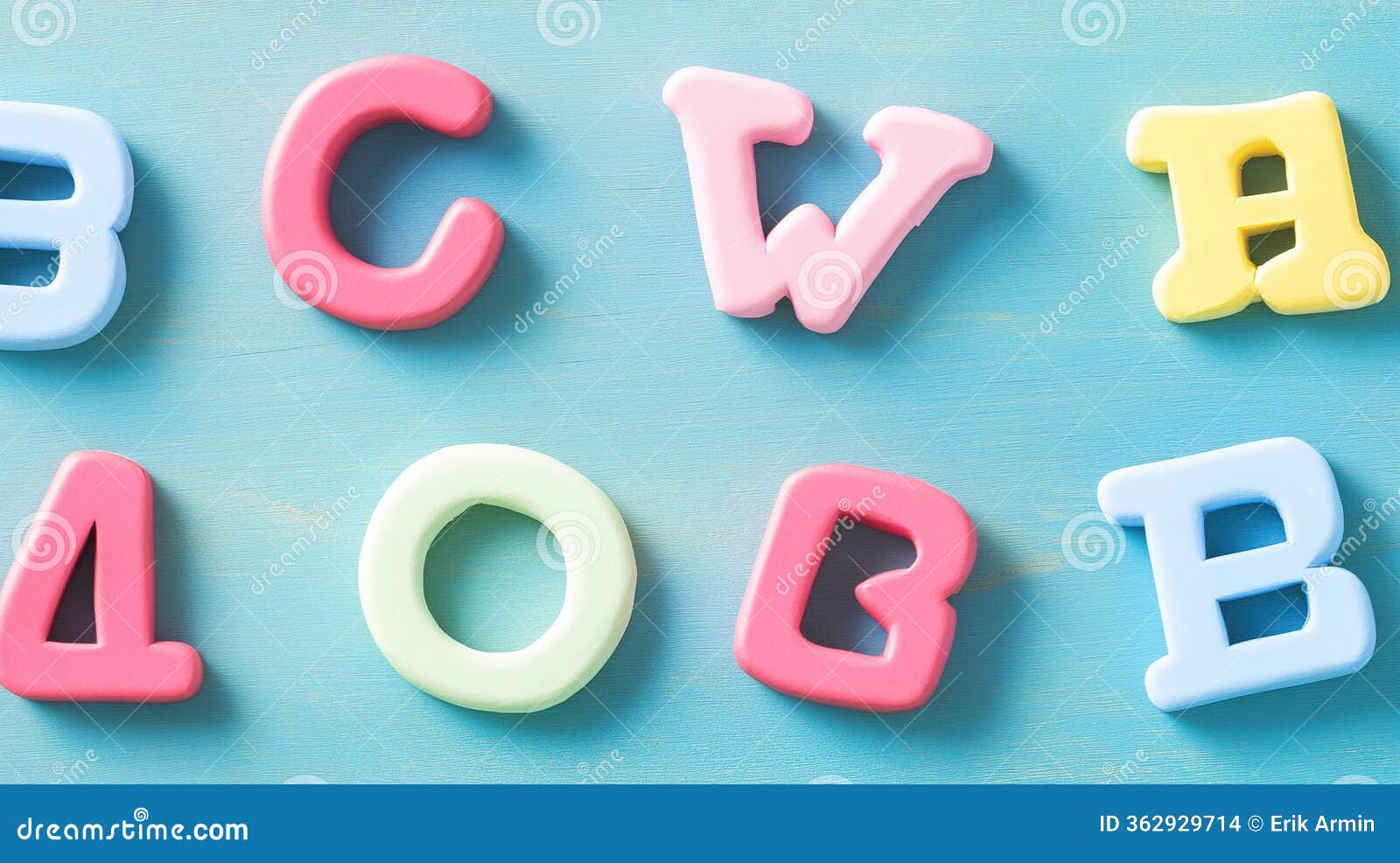 Colorful Alphabet Letters on Blue Wood Background Stock Photo - Image ...