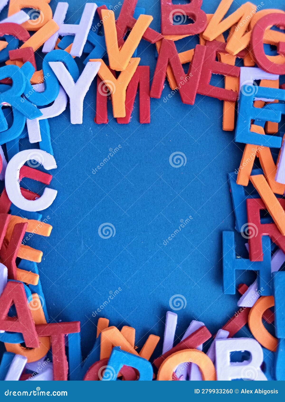 Colorful Alphabet Letters Border on a Blue Background Stock ...
