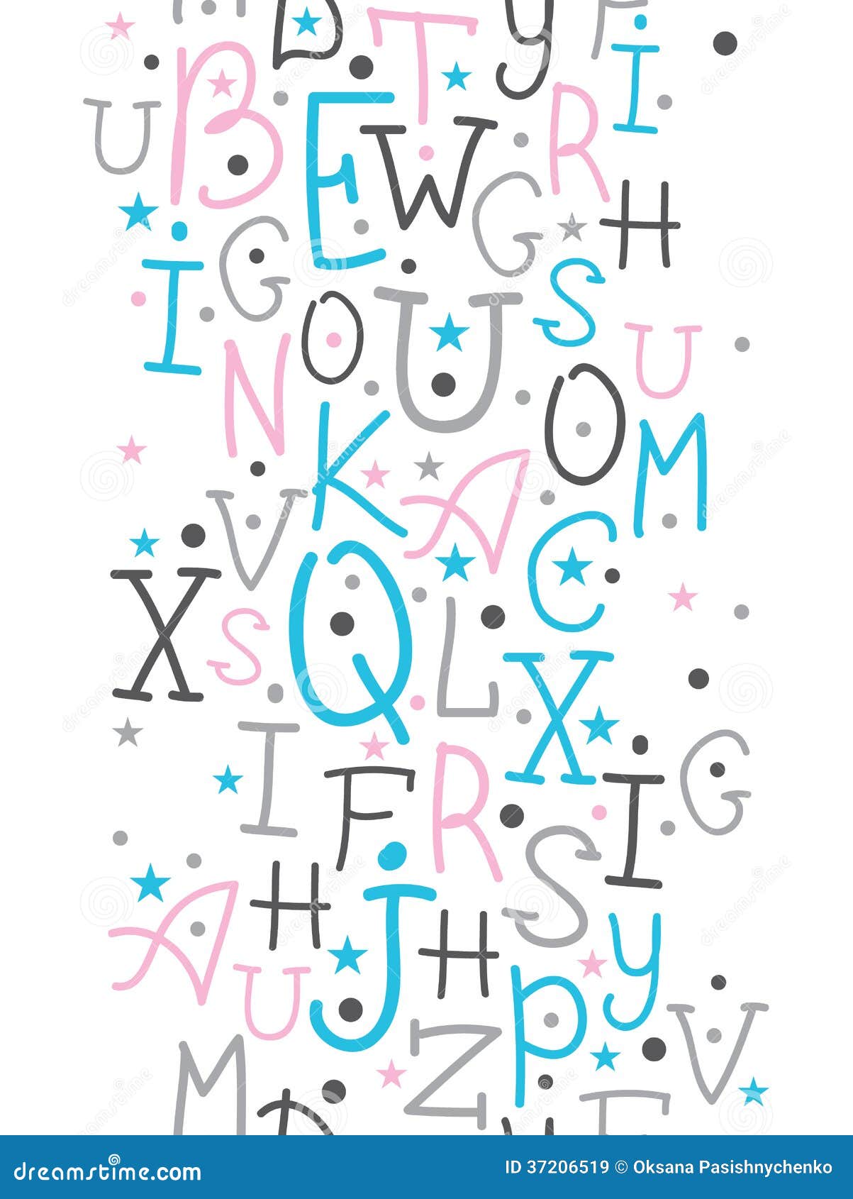 Colorful Alphabet Letters Vertical Border Seamless Stock Illustration ...