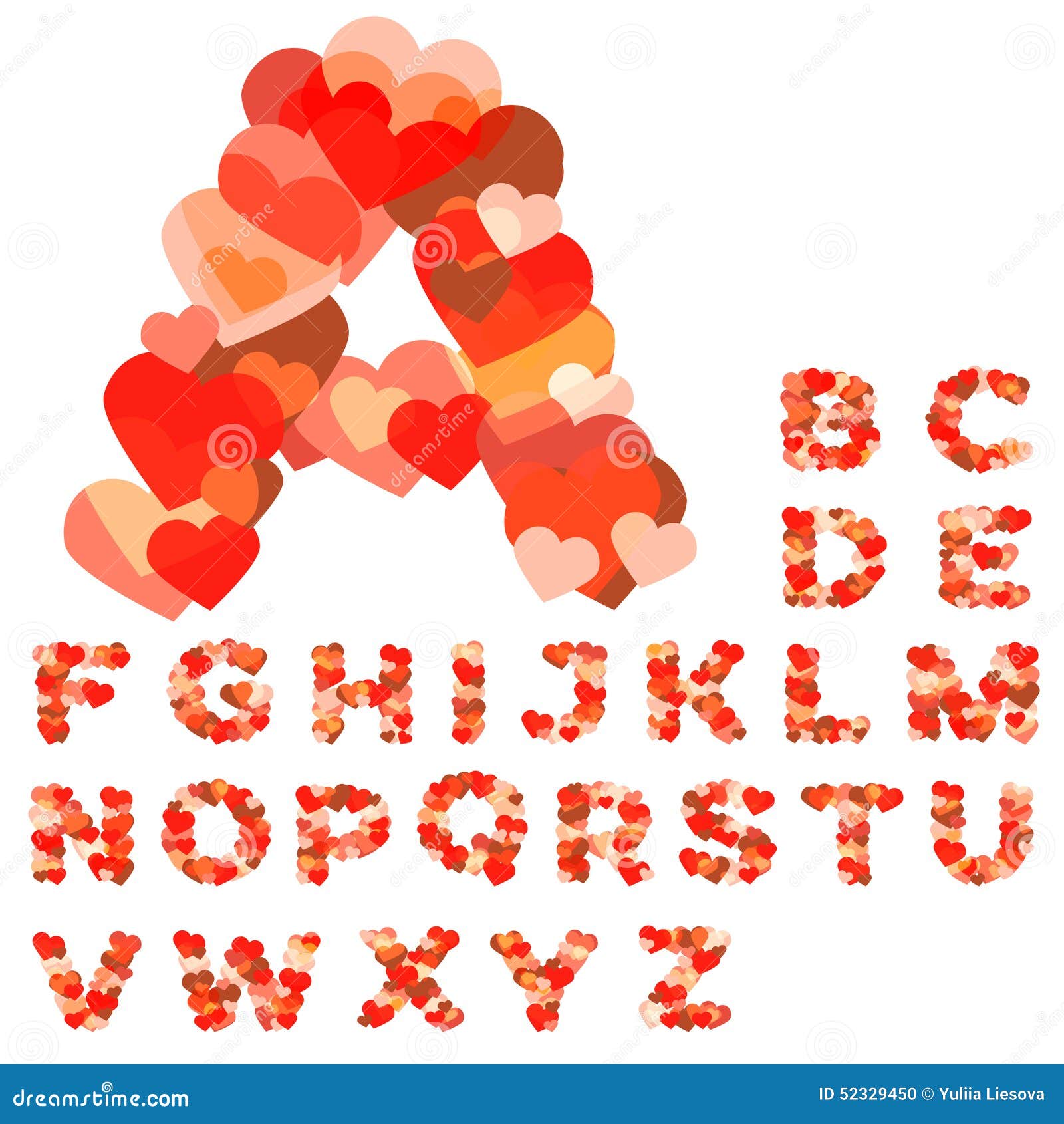 Colorful Alphabet Made of Hearts Stock Vector - Illustration of ...