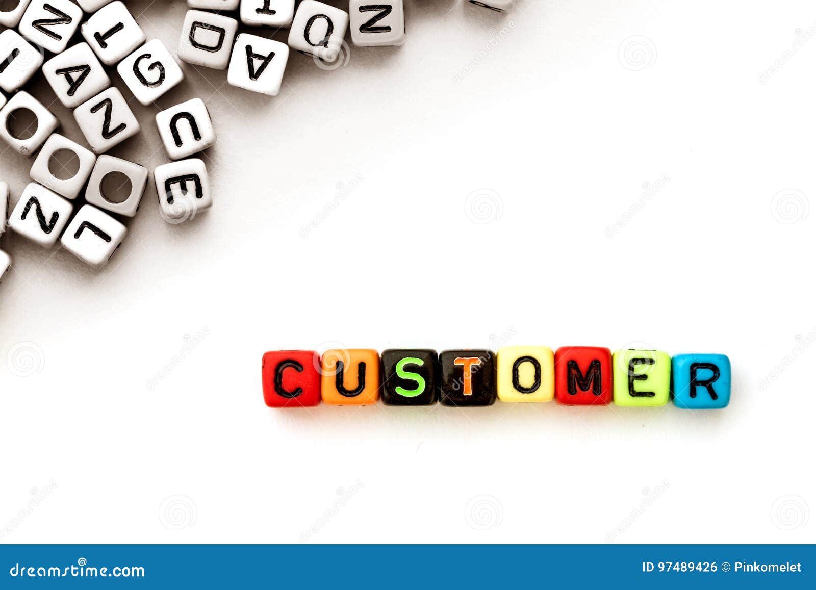 The Colorful Alphabet Word Cube of CUSTOMER Stock Photo - Image of ...