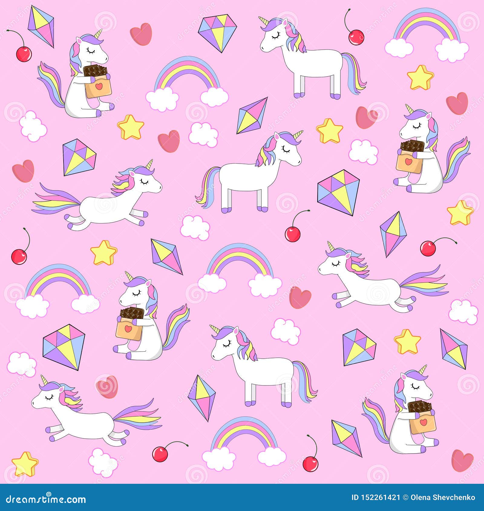 Colorful, Amazing Pattern with Unicorns. Vector Pattern for Kids. Stock ...