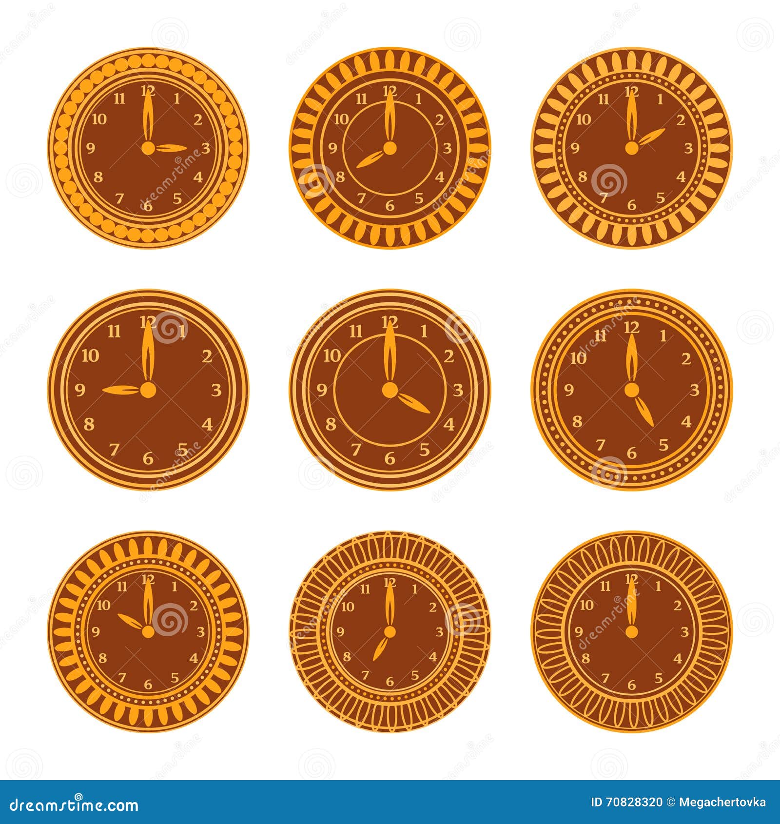 Colorful amber clocks set stock vector. Illustration of beauty - 70828320