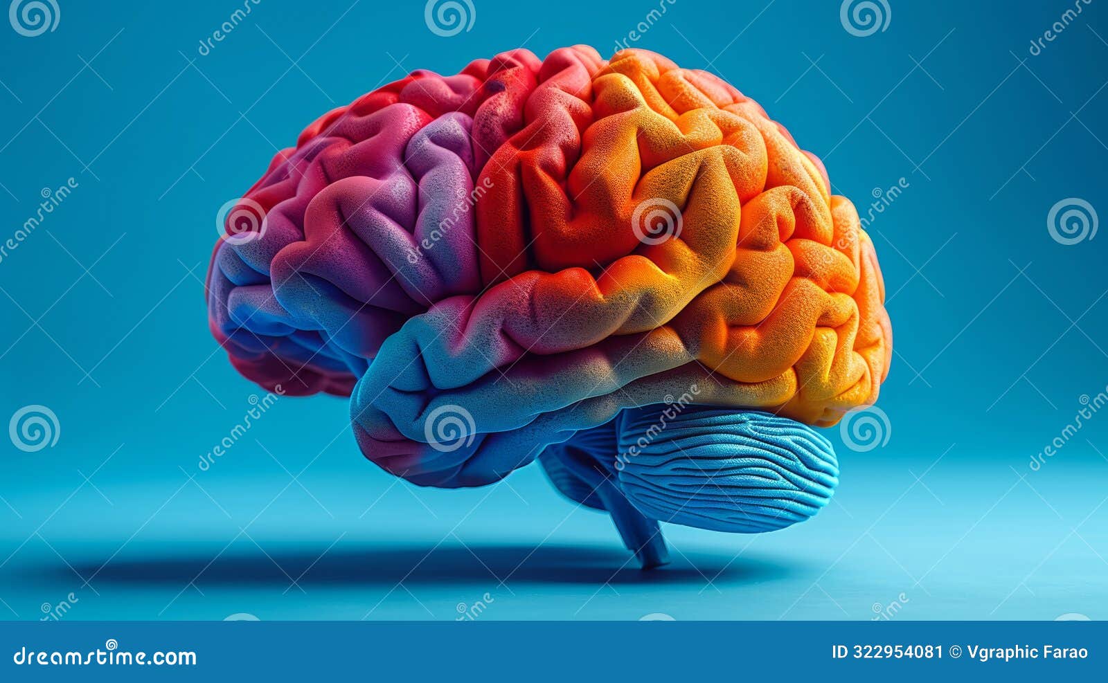 Colorful Anatomical Brain Model on Blue Background, Innovative Concept ...