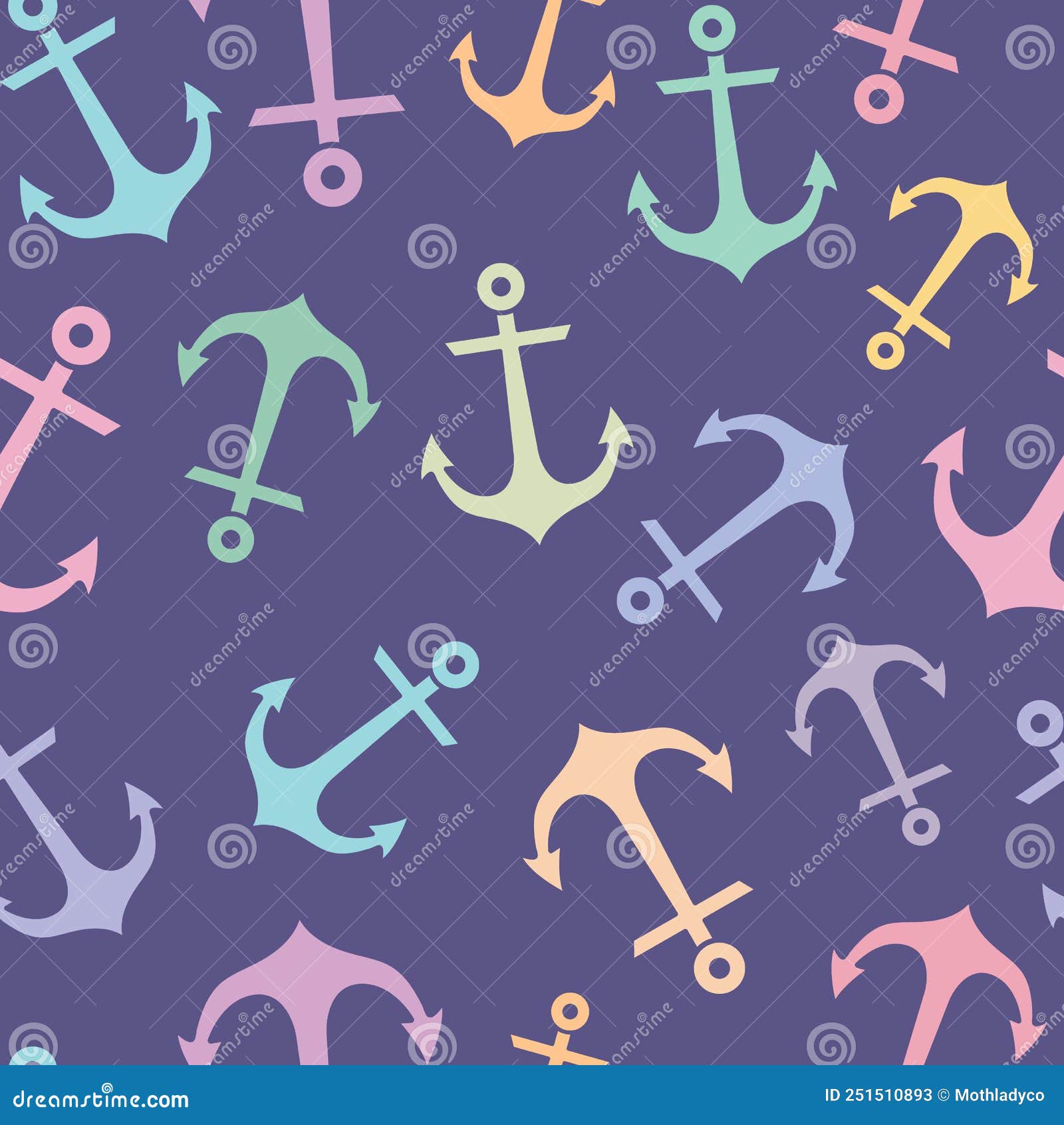 Colorful Anchor Vector Pattern, Seamless Background Stock Vector ...