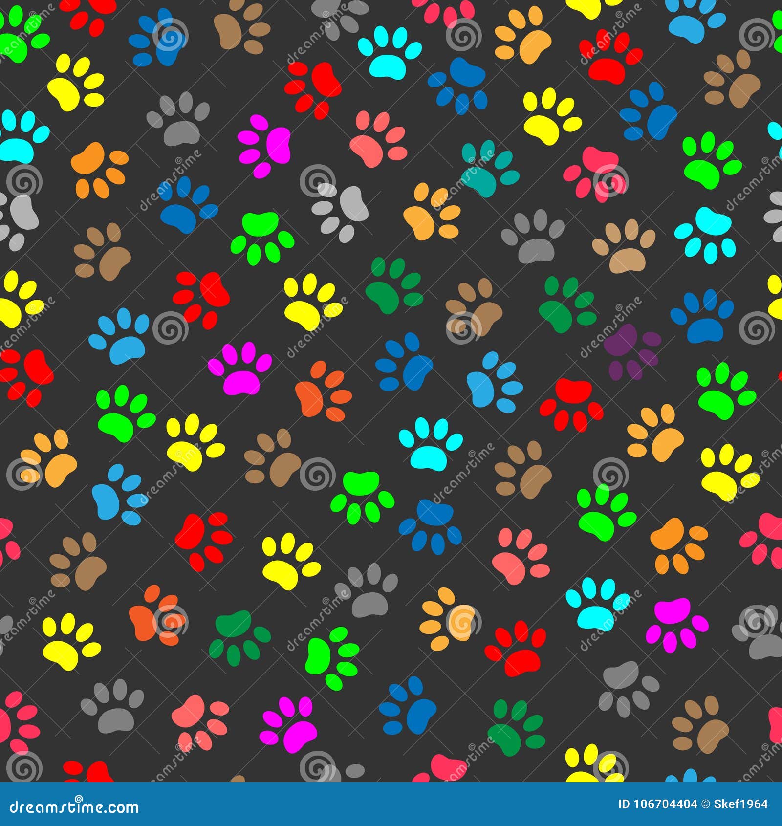 Colorful Paw Prints Background