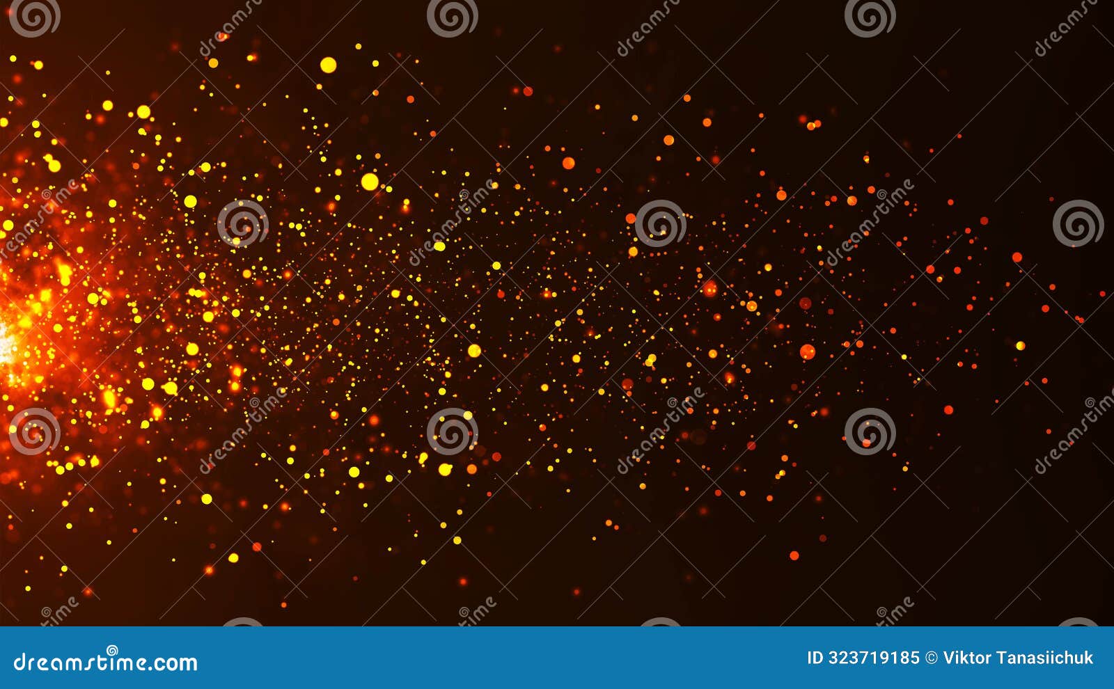 Colorful Animation of Bright Particles Flying Horizontally. Dynamic ...