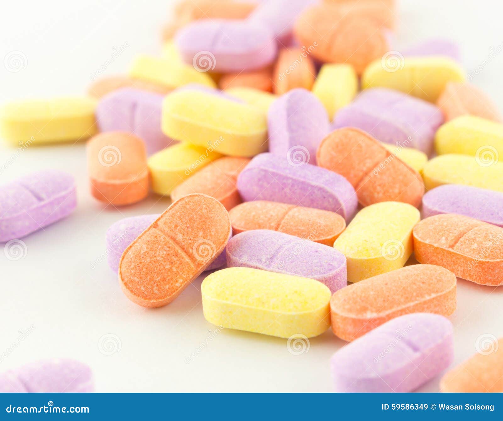 Colorful Antibiotic Tablets on White Stock Image - Image of macro ...