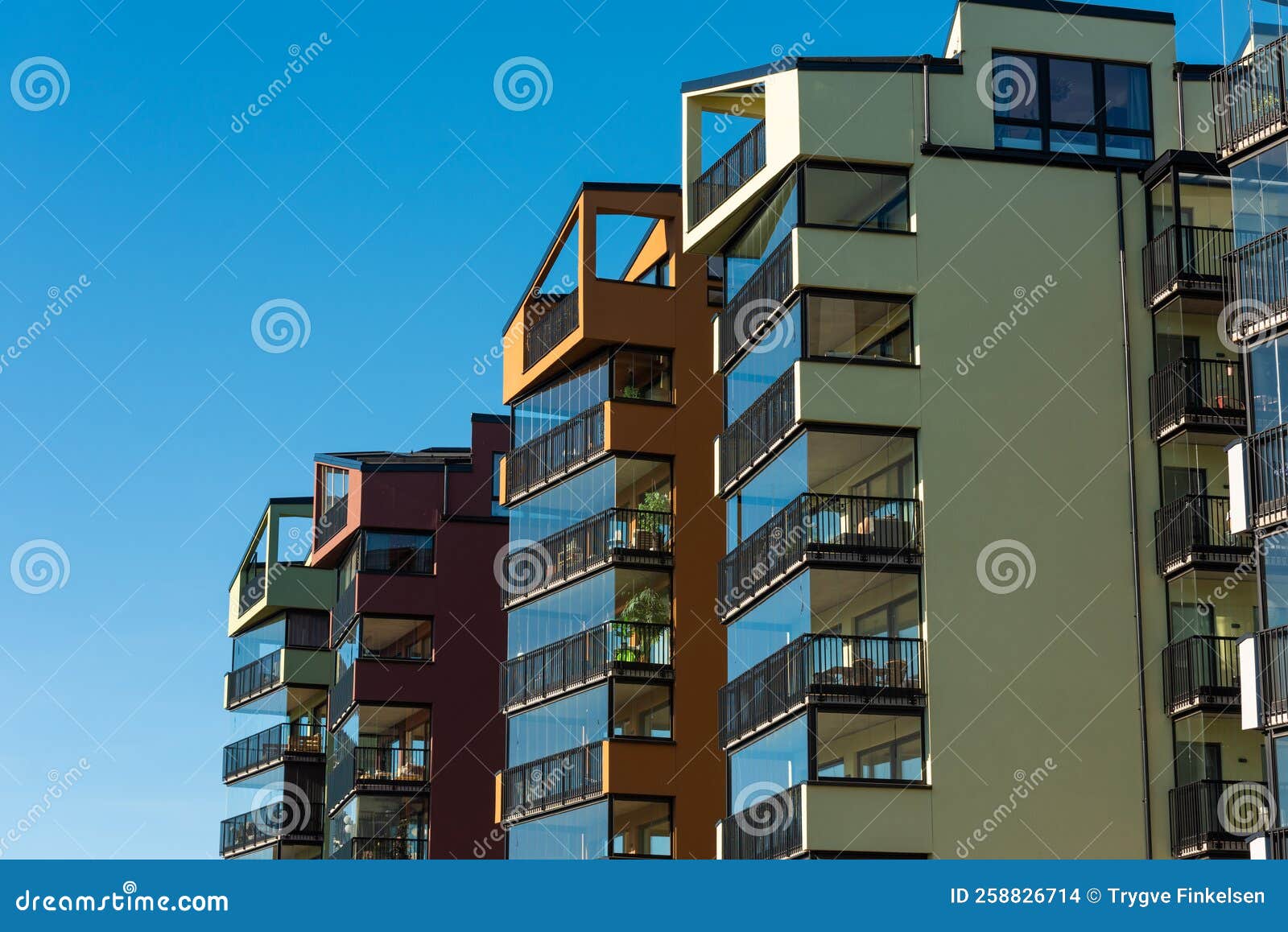 Tall Colourful Apartment High Rises.. Stock Photo - Image of ...