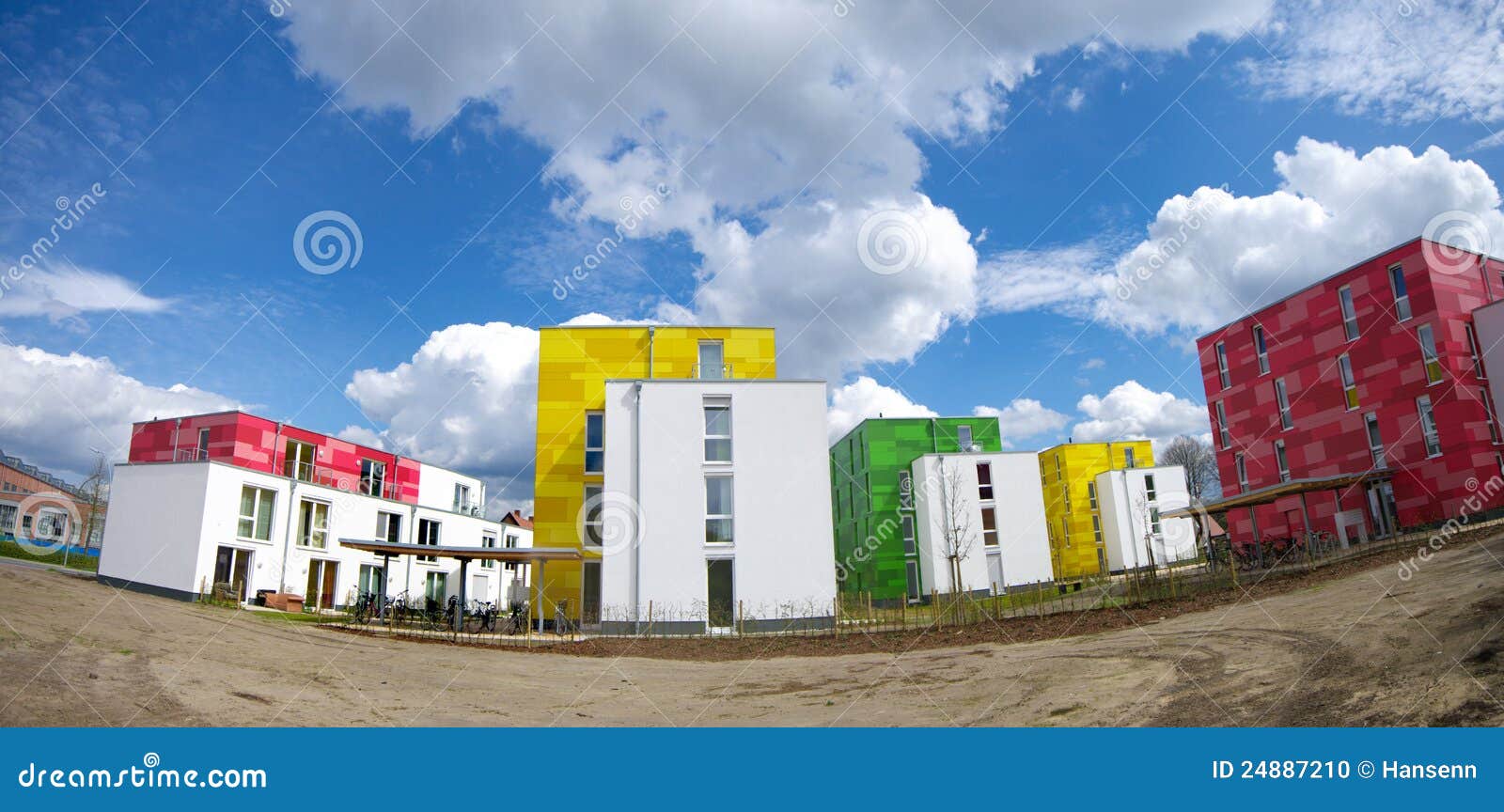 Colorful apartments stock photo. Image of lingen, front - 24887210