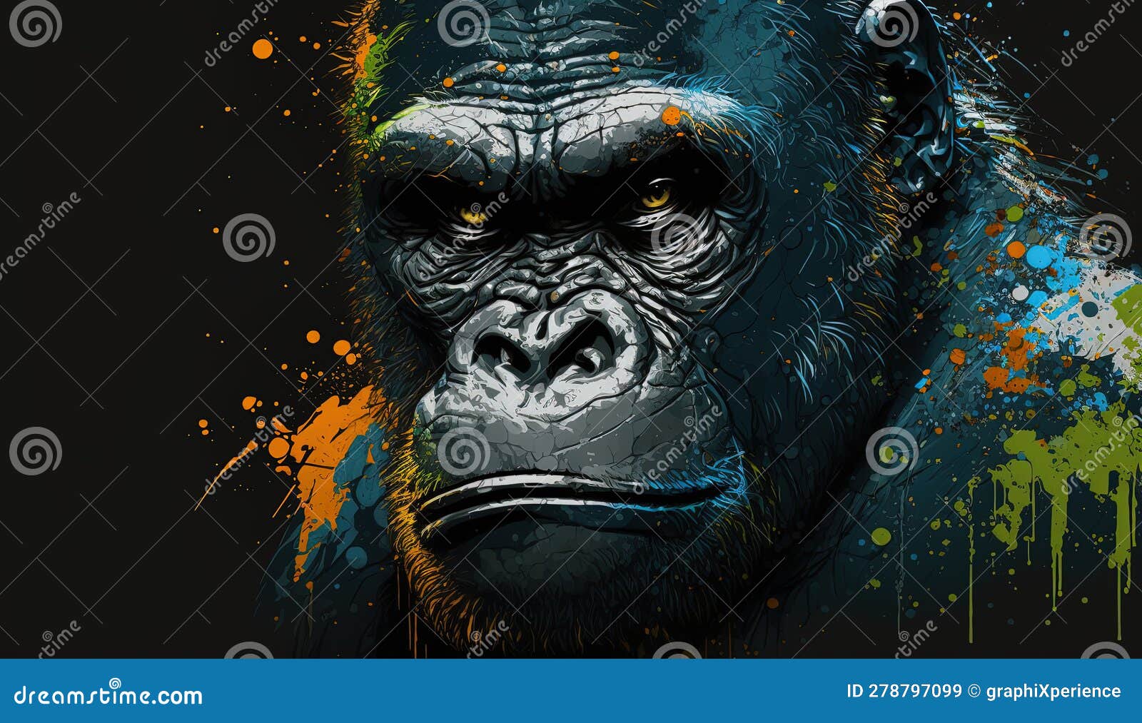 Colorful Ape Abstraction Artwork Stock Illustration - Illustration of ...