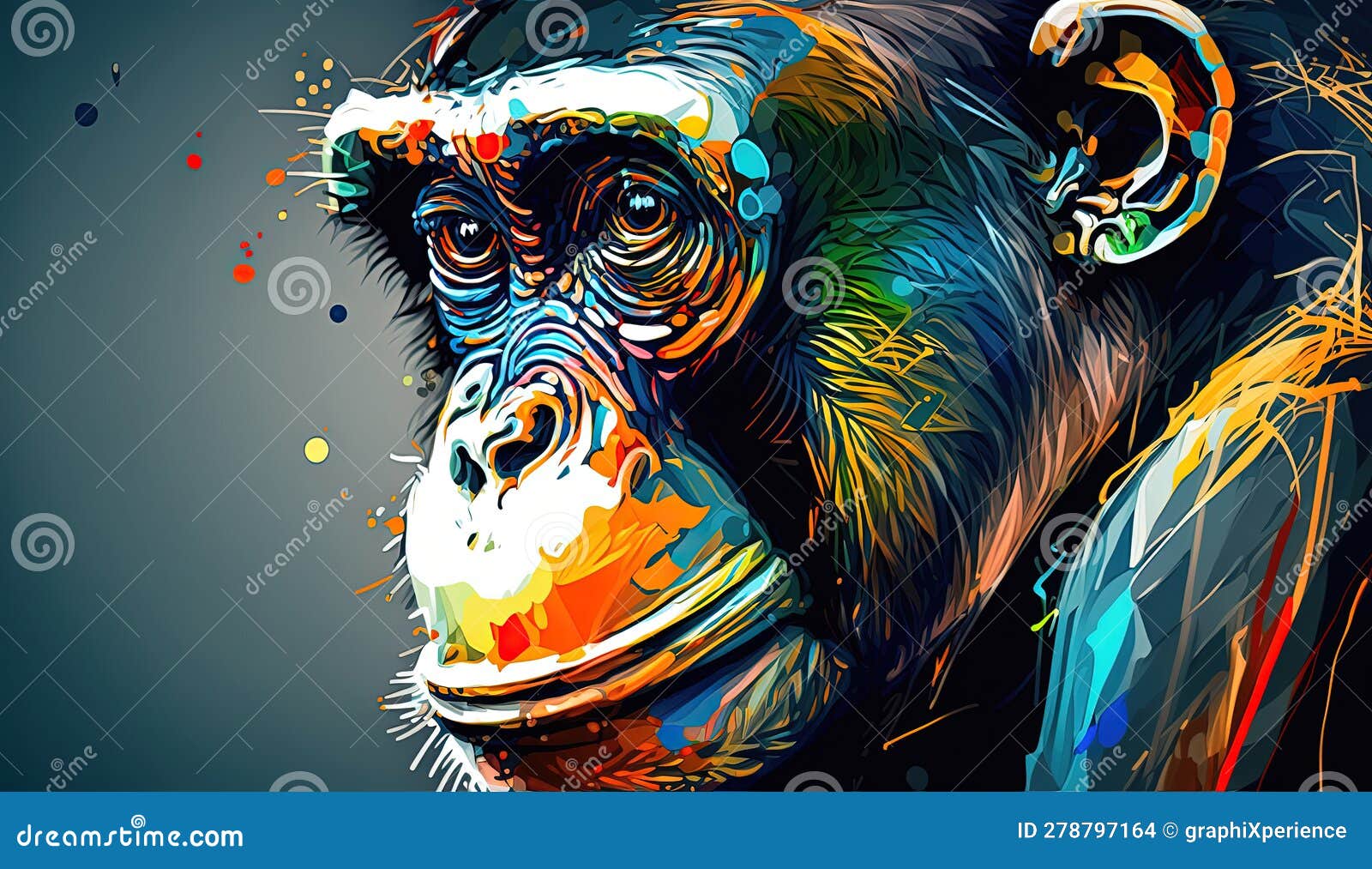 Colorful Ape Abstraction Artwork Stock Illustration - Illustration of ...