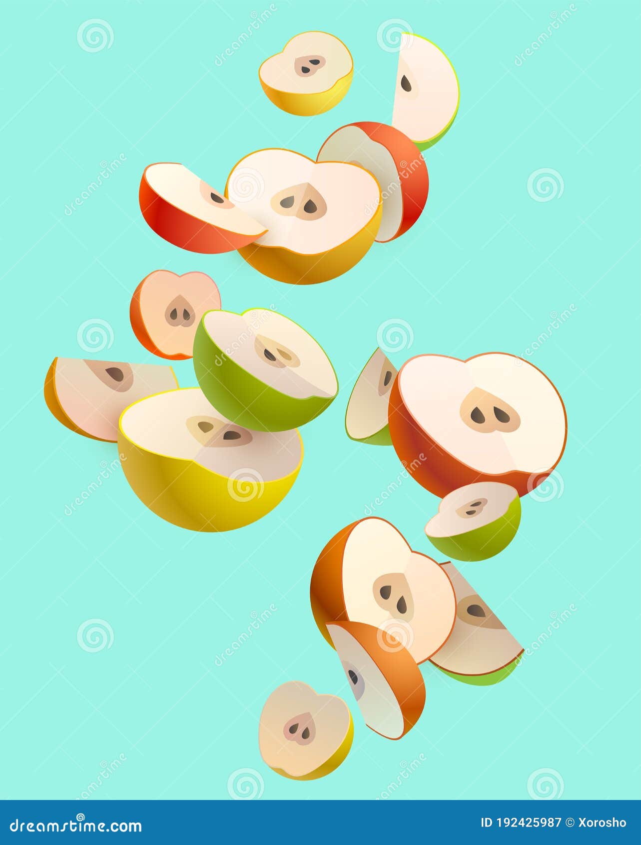 Colorful Apple Slices. Stylized Illustration Stock Vector ...