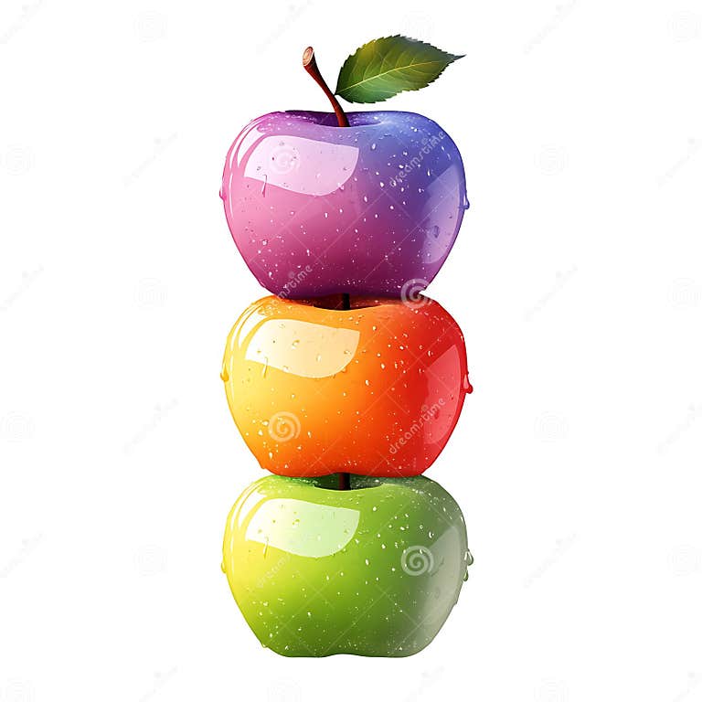 Colorful Apples Stack with Surreal Gradient Hues Stock Illustration ...