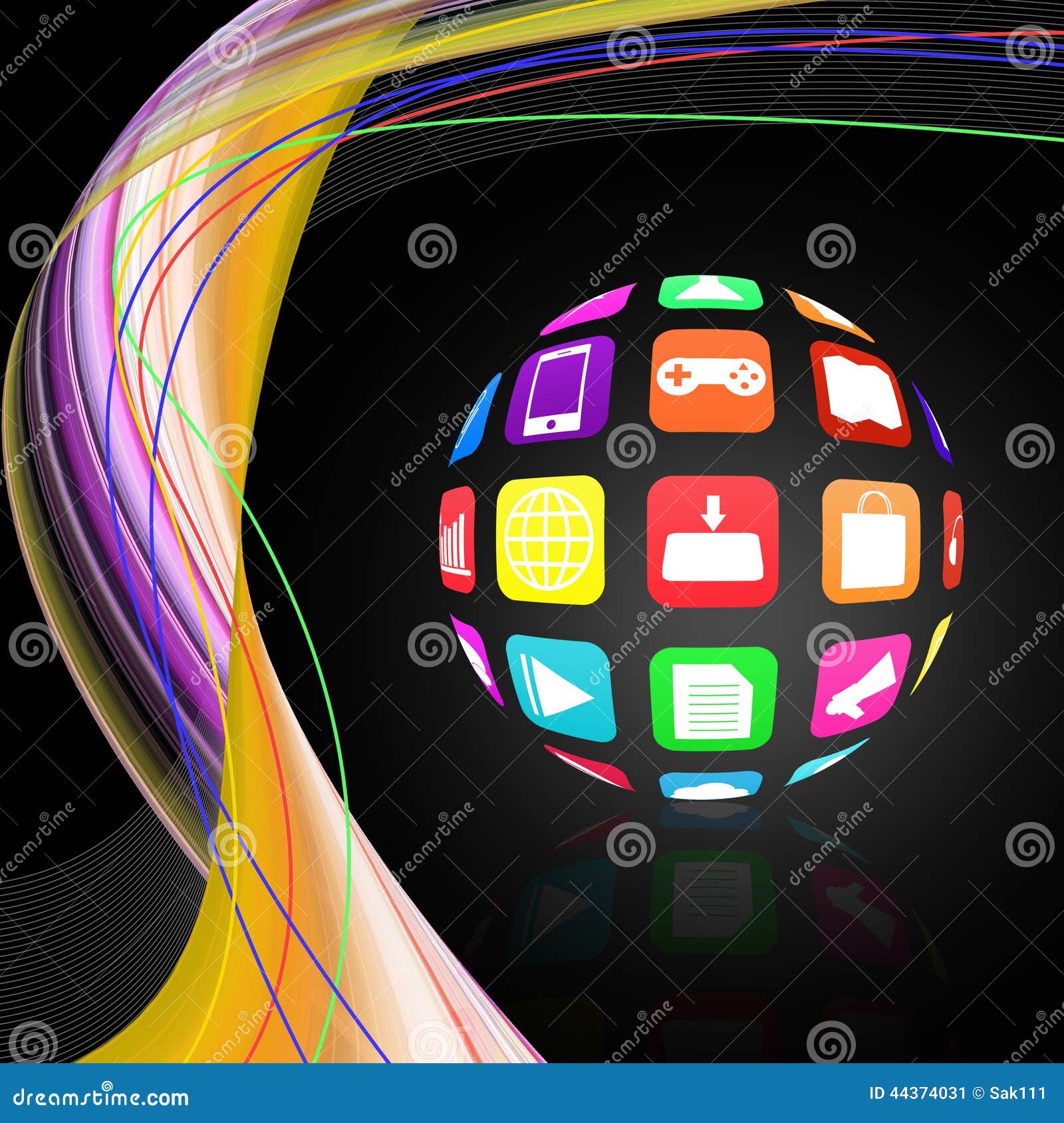 Colorful Application Icon on Abstract Background Stock Illustration ...