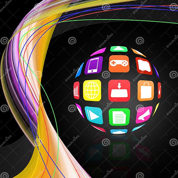 Colorful Application Icon on Abstract Background Stock Illustration ...