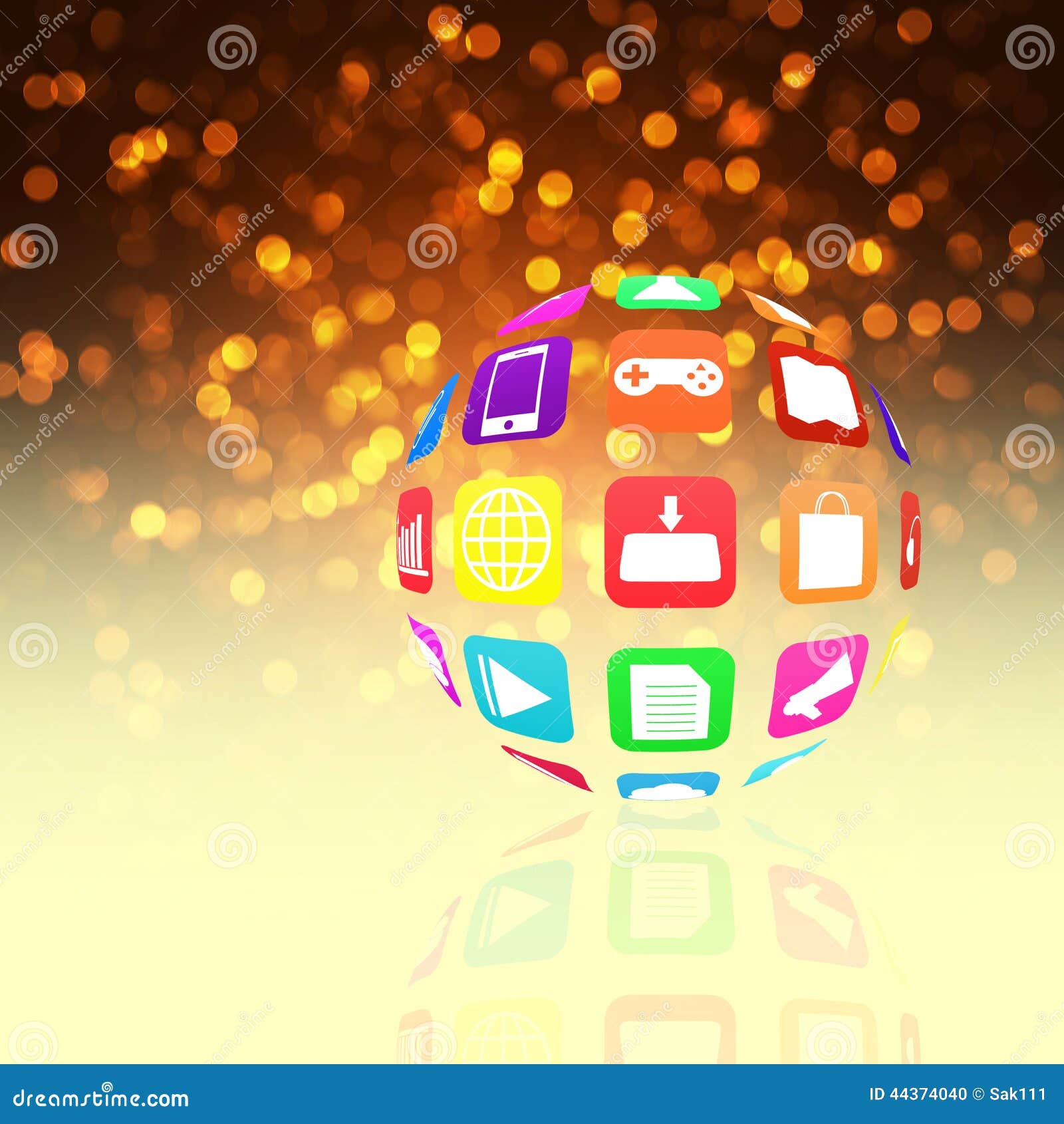 Colorful Application Icon on Abstract Background Stock Illustration ...