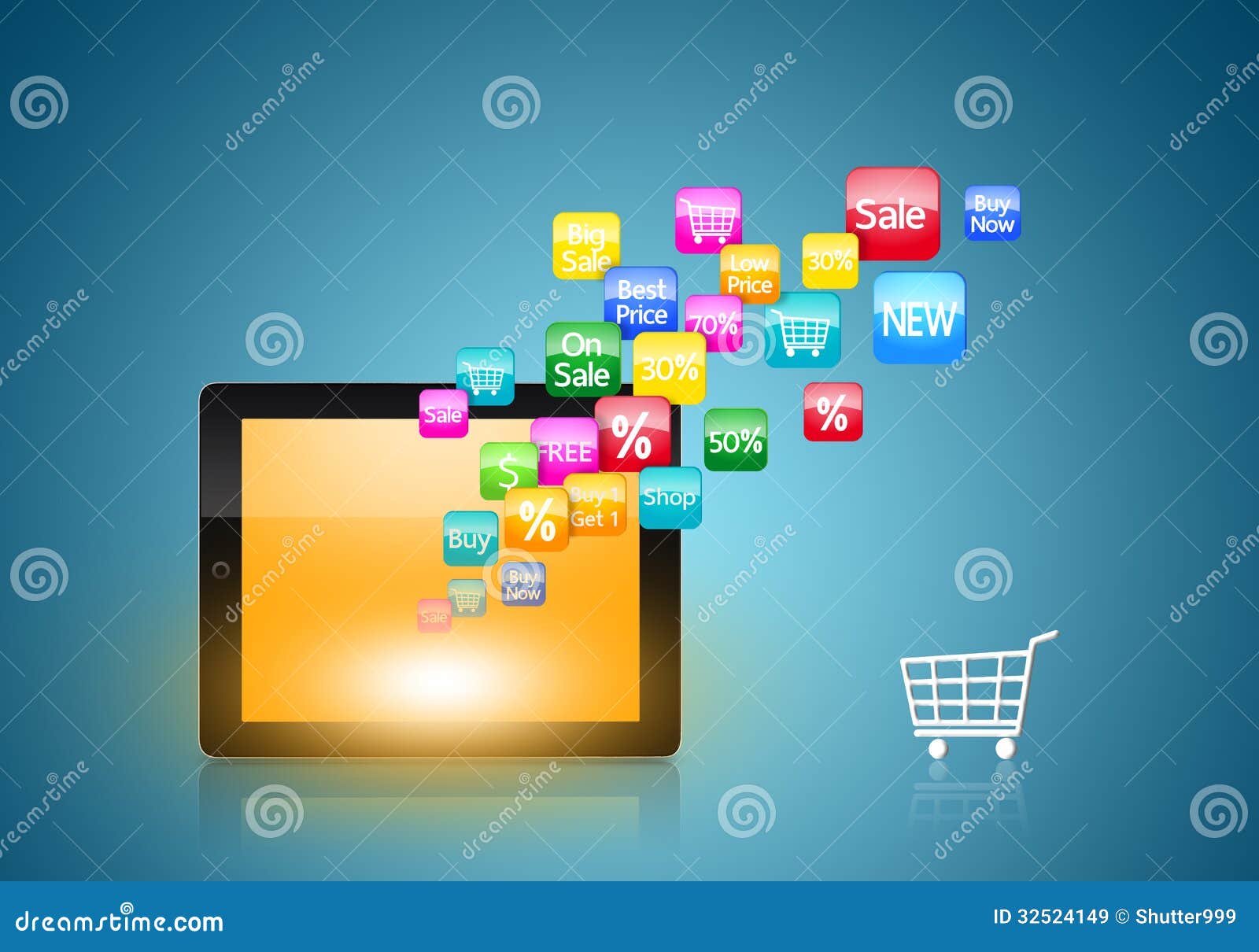 Colorful Application Icon and the Shopping Cart Stock Illustration ...