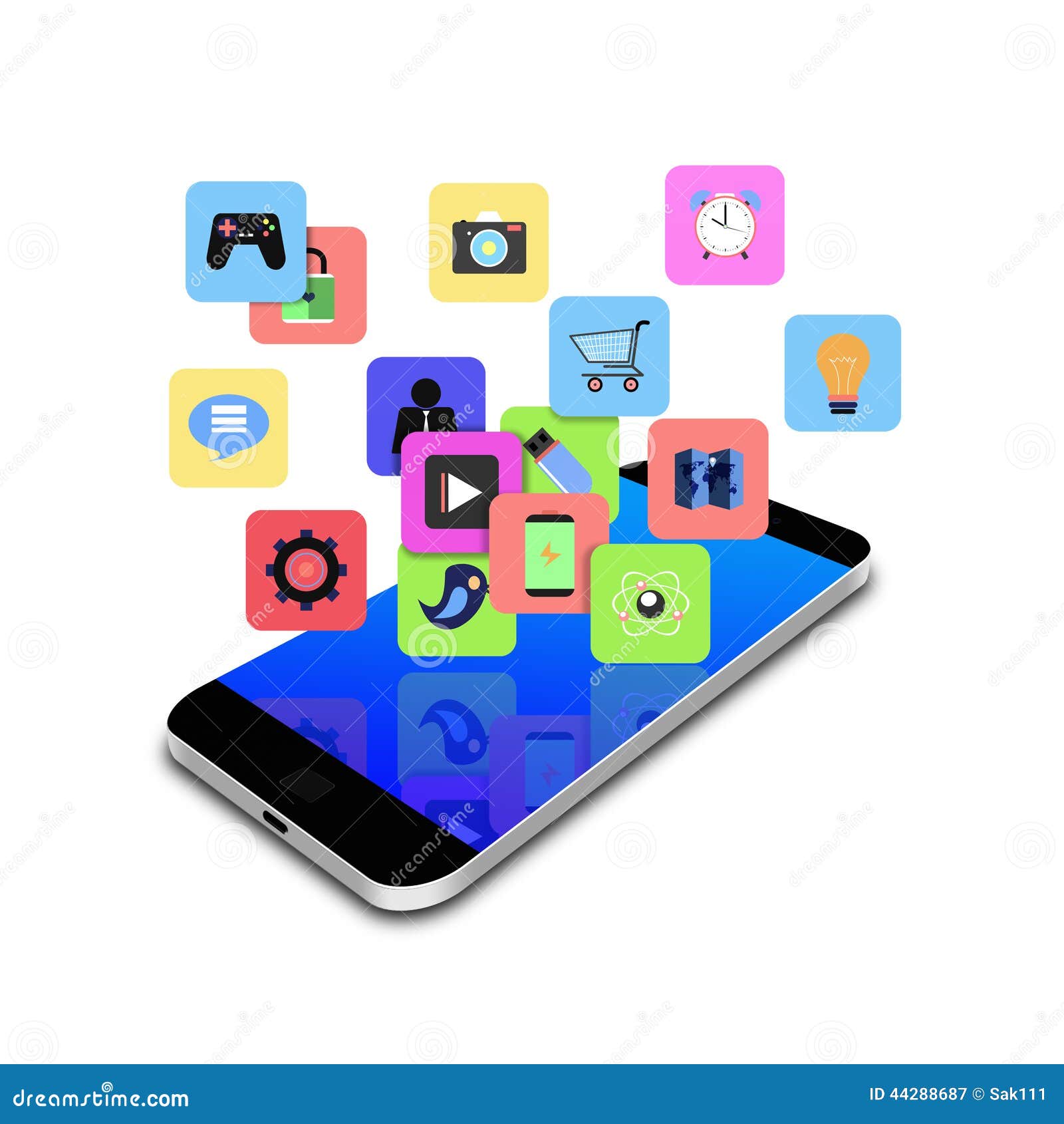 Colorful Application Icon on Smartphone,cell Phone Illustration Stock ...